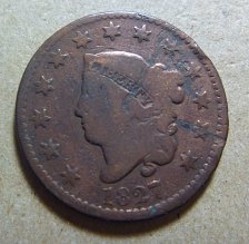 1827 P Coronet Liberty Head Large Cents Matron Early Copper Penny ...