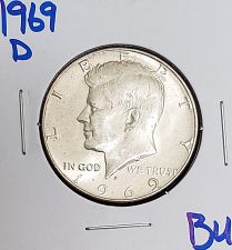 1969 D Kennedy Silver Half Dollar 40% Silver Coin Value Prices, Photos ...