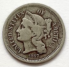 1867 Nickel Three Cent Coin Value Prices, Photos & Info