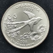 2008 D Oklahoma State Quarter Coin Value Prices, Photos & Info