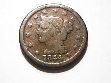 1844 Braided Hair Liberty Head Large Cent Normal Date Early Copper ...