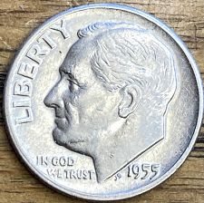 1955 D Roosevelt Silver Dime Coin Value Prices, Photos & Info
