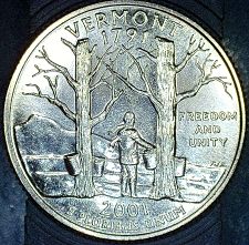 2001 P Vermont State Quarter Coin Value Prices, Photos & Info