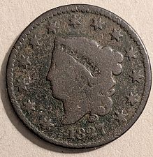 1827 Coronet Liberty Head Large Cent Matron Early Copper Penny Coin ...