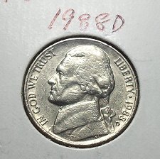 1988 D Jefferson Nickel Coin Value Prices, Photos & Info