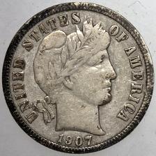 1907 Barber Dime Coin Value Prices, Photos & Info