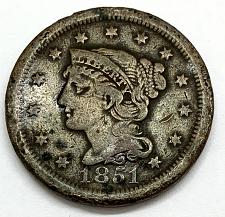 1851 Braided Hair Liberty Head Large Cent Normal Date Early Copper ...