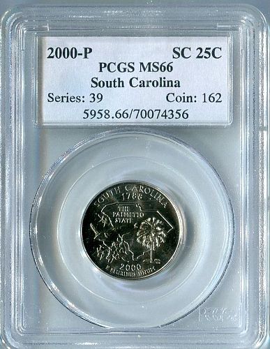 2000 - P SOUTH CAROLINA State Quarter PCGS MS - 66 - For Sale, Buy Now ...