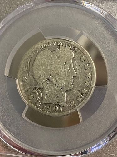 **MAJOR KEY DATE** 1901-S BARBER HEAD SILVER QUARTER PCGS GENUINE ...