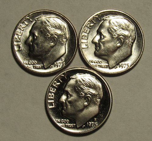 1975 P,D&S Roosevelt Dimes in BU and Proof condition - For Sale, Buy ...