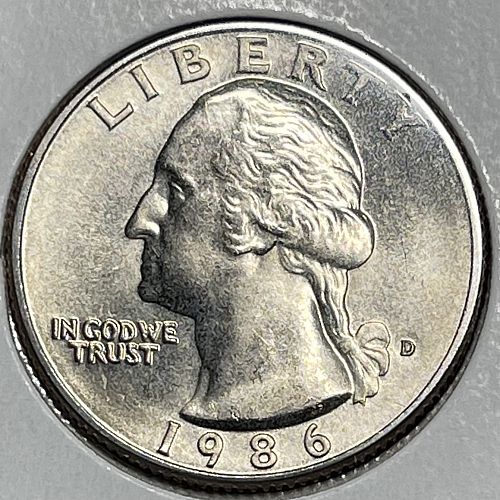 1986-D Washington Quarter • Brilliant Uncirculated MS60++ Direct from ...