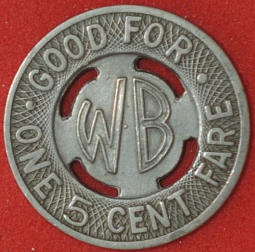 Warren-Bisbee Bus Line (Bisbee, Arizona) 5¢ Fare Token AZ 80A - For ...