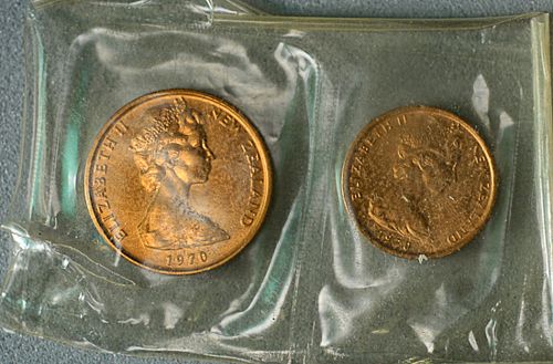 1970 New Zealand 1c & 2c coins in mint sealed packaging - For Sale, Buy ...