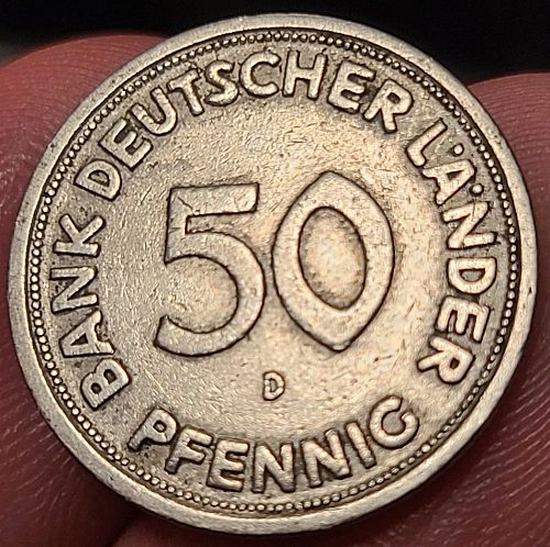 1949-D German 50 Pfennig Coin - GREAT CONDITION!!! - For Sale, Buy Now ...