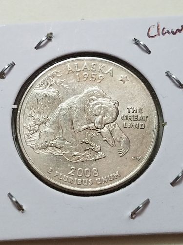 2008 P Alaska State Washington Quarter CUD Claw Error - For Sale, Buy ...