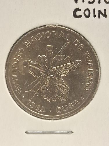 1989 Cuba Veinte Y Cinco Centavos 25 Cents UNC INTUR Instituto Nacional ...