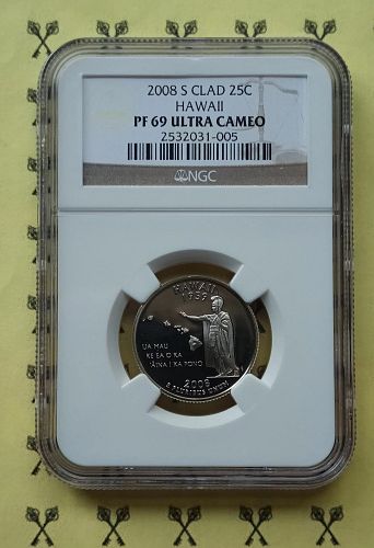 2008-S Hawaii Statehood Quarter NGC PF 69 Ultra Cameo with FREE 1/2 ...