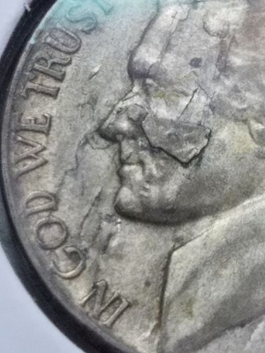 1943 P Jefferson Silver War Time Nickel WW2 Delamination Error - For ...