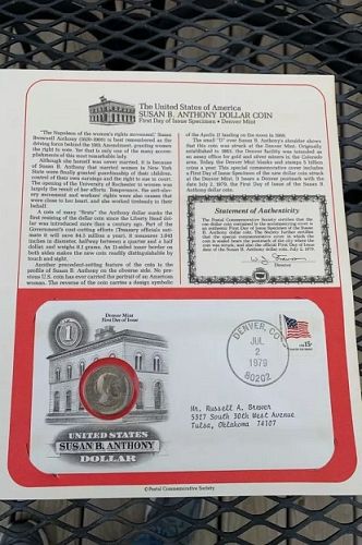 Lot of dollar Susan B. Anthony first day coin "covers", 1979, Frank ...