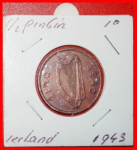 GREAT BRITAIN (1939-1967): IRELAND★ 1/2 PENNY 1943 PIG WAR ISSUE (1939 ...