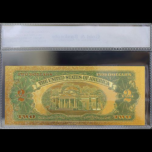 100mg 24K Gold 1928 $2 Two Dollar Bill Gold Certificate Banknote - with ...