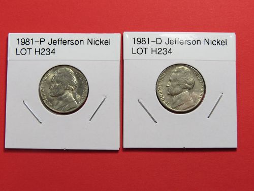 1981-P & 1981-D JEFFERSON NICKELS ~ (LOT OF 2 COINS) ~ LOT H234 - For ...
