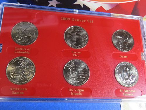 2009-D U.S. TERRITORIES QUARTER SET OF ALL 6 QUARTERS -UNC. IN BOX WITH ...