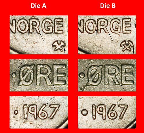 DOG (1958-1973): NORWAY ★ 50 ORE 1967 2 DISCOVERY COINS! OLAV V (1957 ...