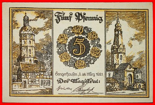 SAXONY: GERMANY SANGERHAUSEN ★ 5 PFENNIGS 1921 UNC CRISP! - For Sale ...