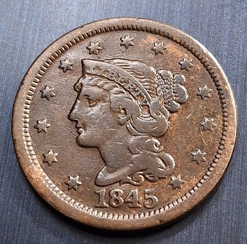 1845 Braided Hair Large Cent - For Sale, Buy Now Online - Item #928251