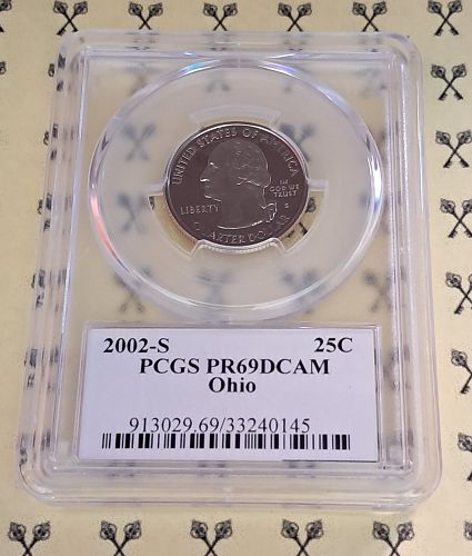 2002-S Ohio State Quarter PCGS 69 DCam Flag Label with FREE 1/4 ...