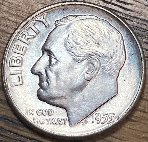 1955 MS65 Roosevelt dime fresh from the roll key date lowest minted of ...