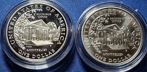 1999-P Dolly Madison Proof & Mint State Silver (2) Coin Dollar Set OGP ...