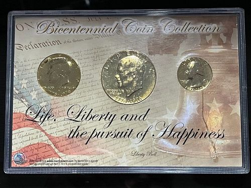 1976 Bicentennial Coin Collection 24K Gold Plated US 3 Coin Set W/COA ...