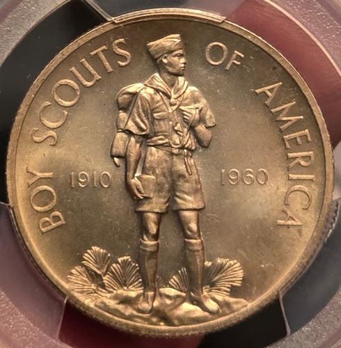 1960 Heraldic Art Boy Scouts of America 50 Year Silver Coin; PCGS ...