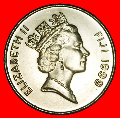 CANADA (1990-2006): FIJI★20 CENTS 1999 UNC CACHALOT TOOTH! ELIZABETH II ...