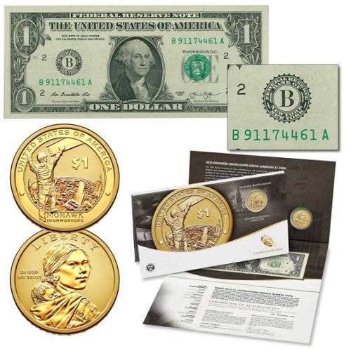 2015 American $1 Coin and Currency Set - US Mint 15RA Enhanced ...