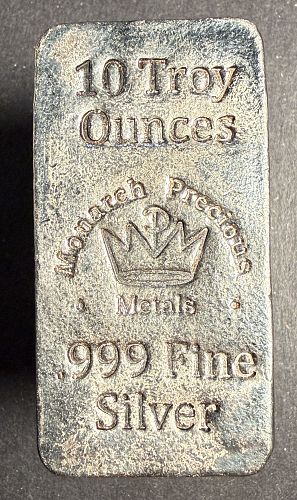 10oz .999 Fine Silver Vintage Monarch Precious Metals Cast Bar (14780 ...