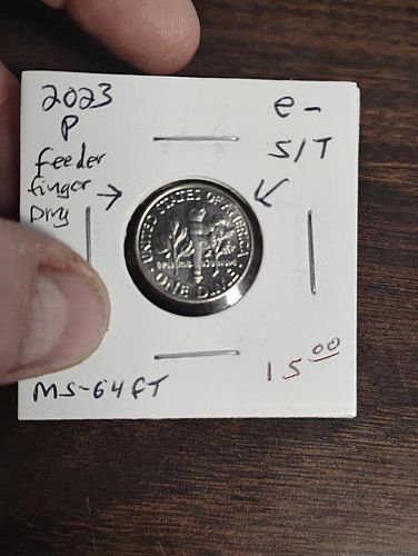 2023-P ROOSEVELT DIME MAJOR STRIKE THROUGH ON REVERSE, ALSO FEEDER ...