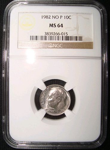 1982 P Roosevelt Dime • No P Error • Key Date • NGC MS 64 - For Sale ...