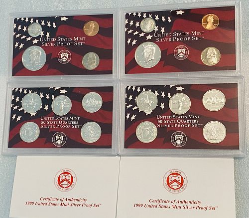 2-1999-S SILVER PROOF SETS. ORIGINAL GOVERNMENT PACKAGING. - For Sale ...