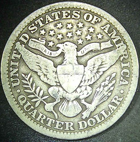 1916 Barber Silver Quarter 90% Silver Liberty Head US Coin Final Year F ...