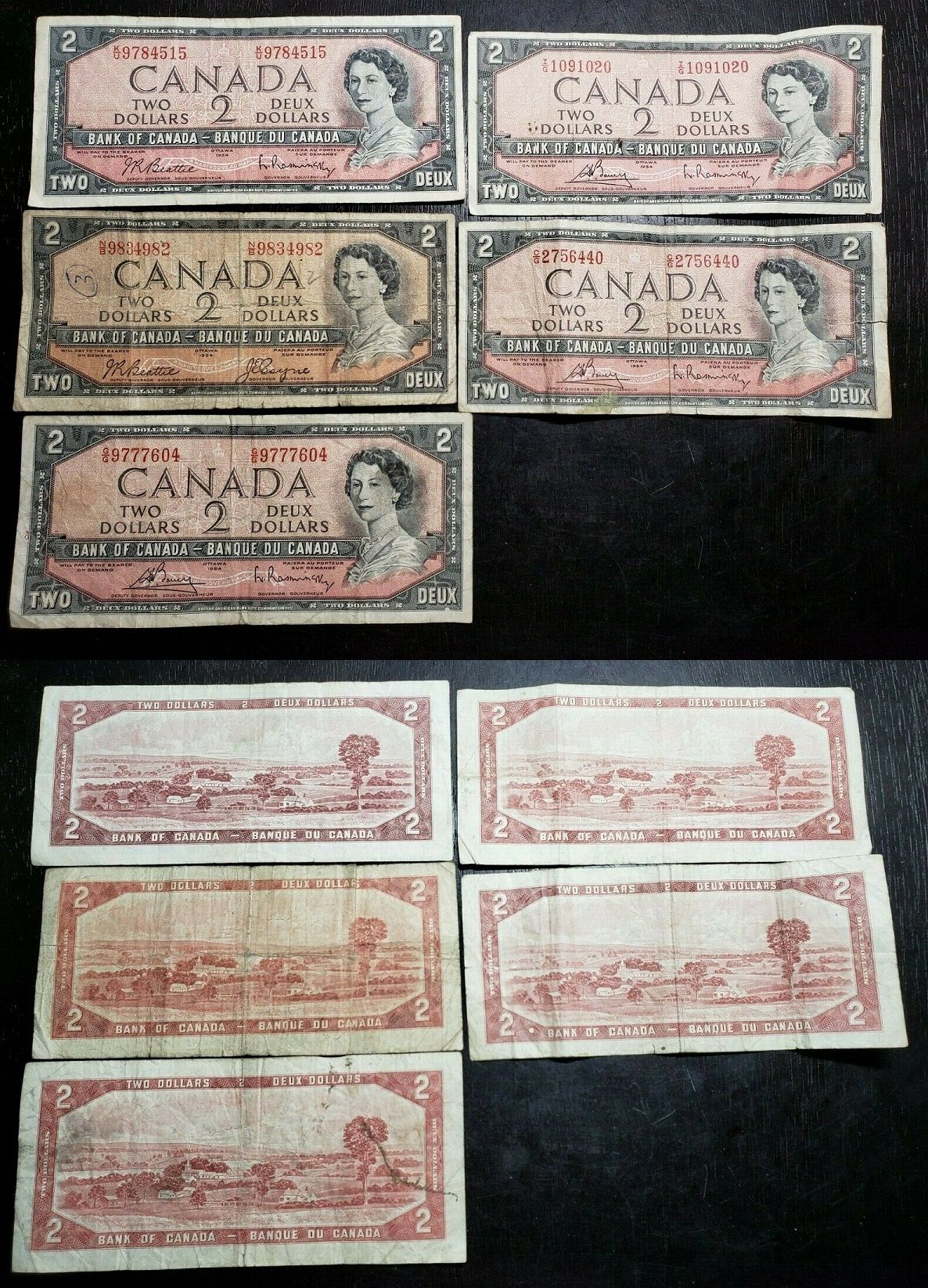 Lot of 5 Series of 1954 $2 Bank of Canada Bank Notes - For Sale, Buy ...