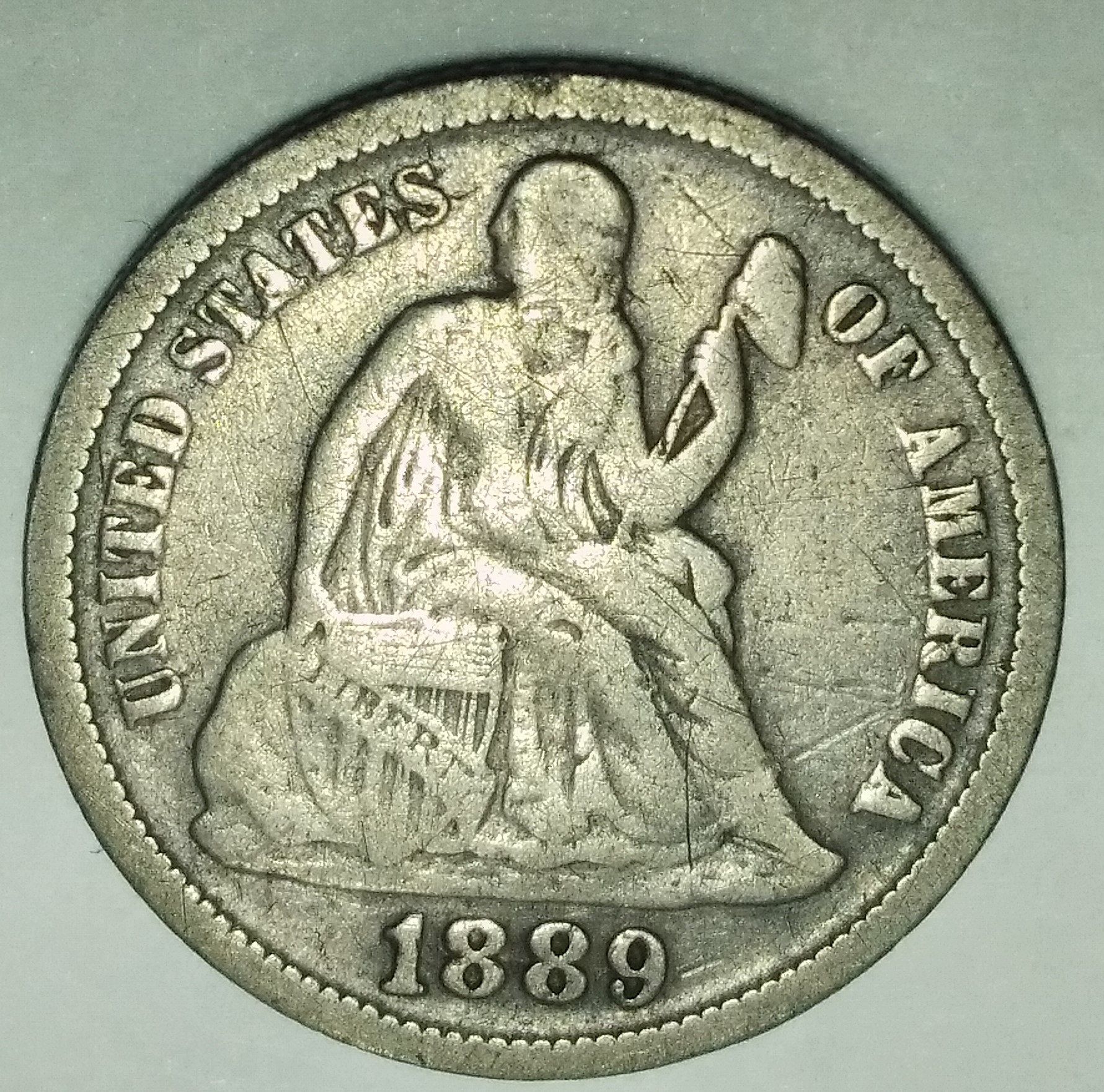 1889-P Seated Liberty dime, Silver, well-circulated, lower grade - For ...