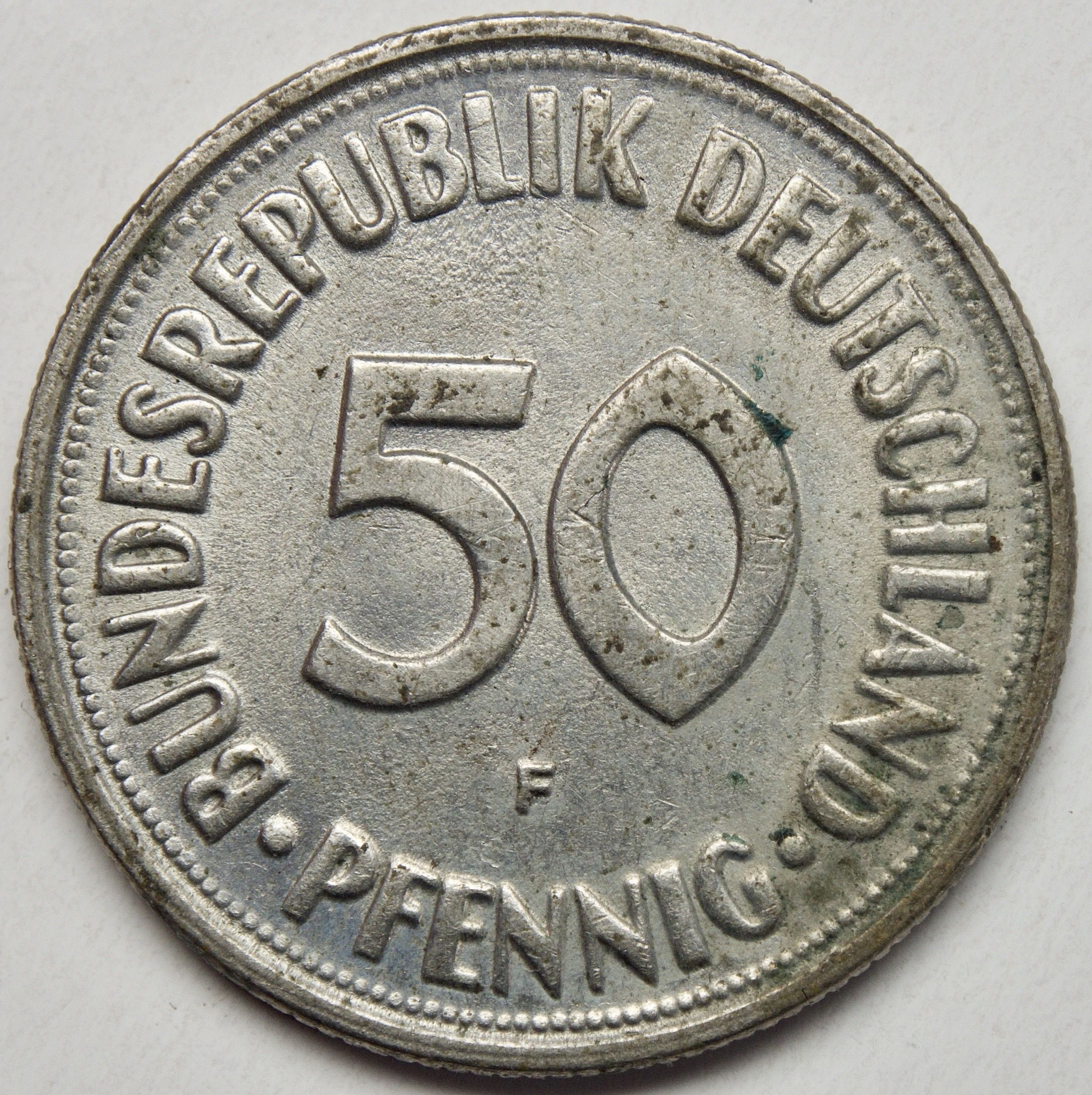 1950 F Germany 50 Pfennig - For Sale, Buy Now Online - Item #551421