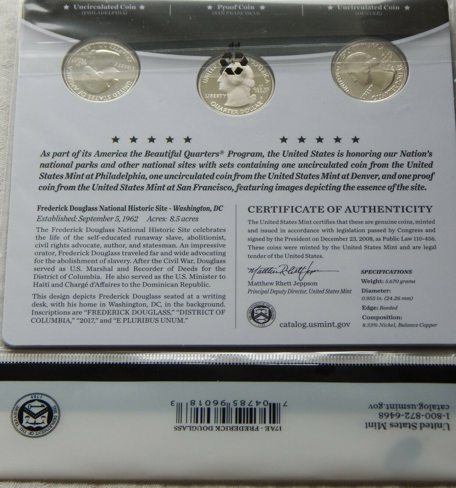 2017 America The Beautiful Quarters 3 Coin Set Frederick Douglas ...