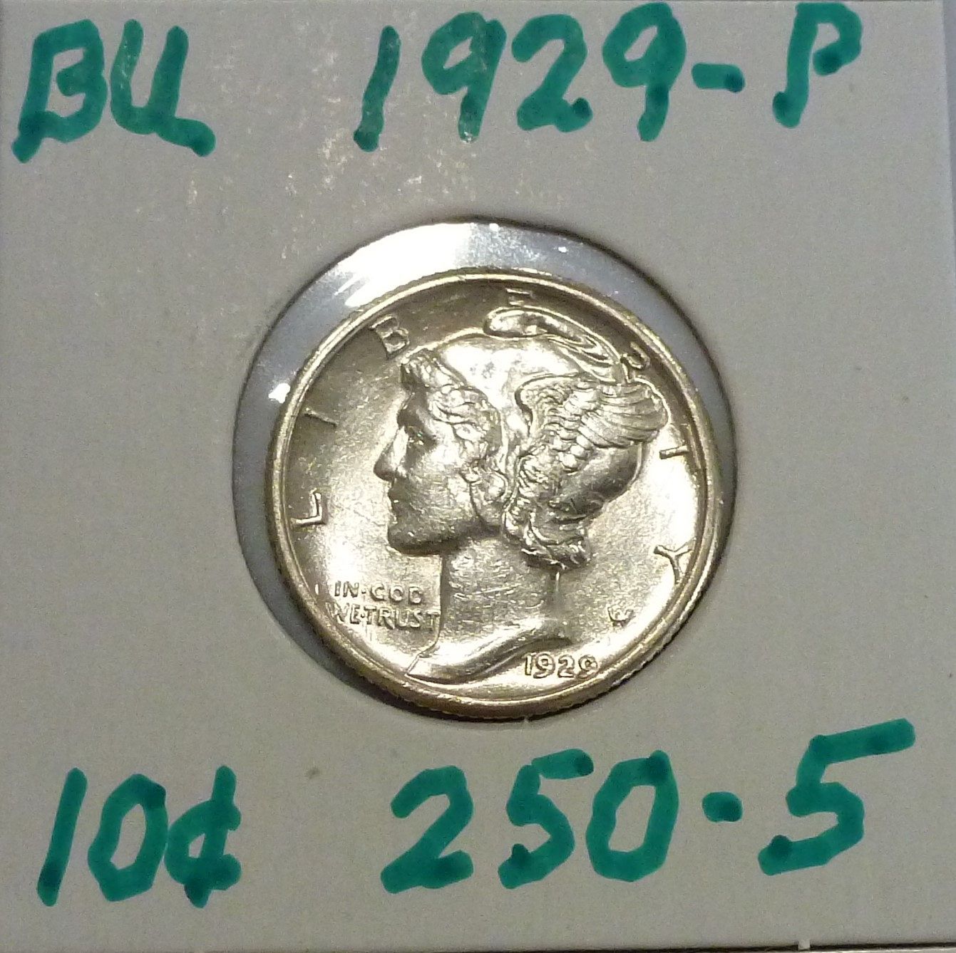 1929-P Brilliant Uncirculated Mercury Dime BU (250-5) - For Sale, Buy ...