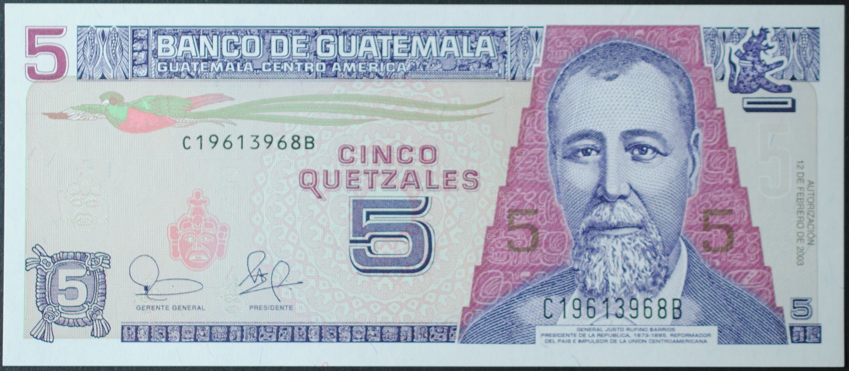 Guatemala P106a 5 Quetzales UNC63 - For Sale, Buy Now Online - Item #584451