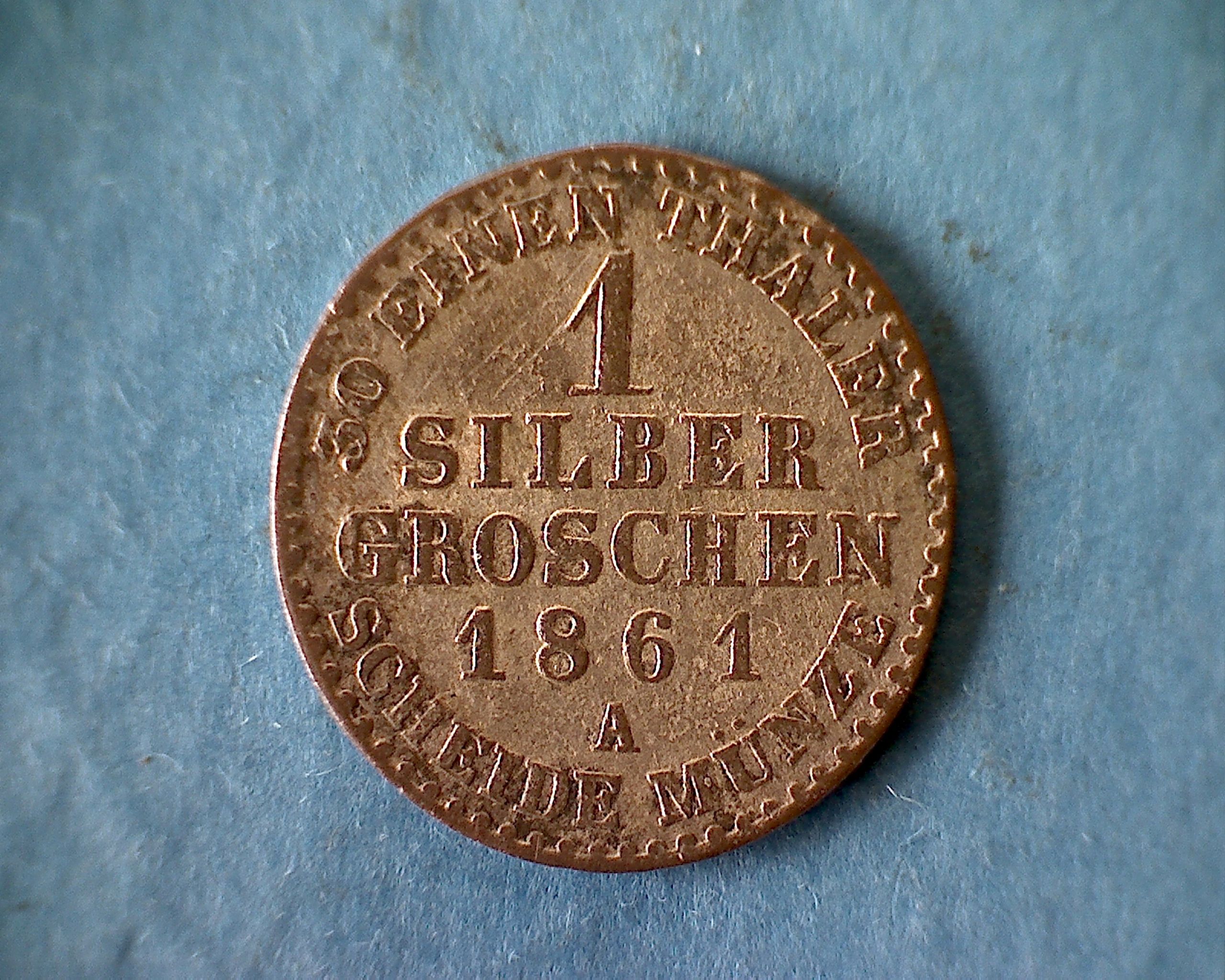 1861 A GERMAN ONE GROSCHEN "SILVER" - For Sale, Buy Now Online - Item ...