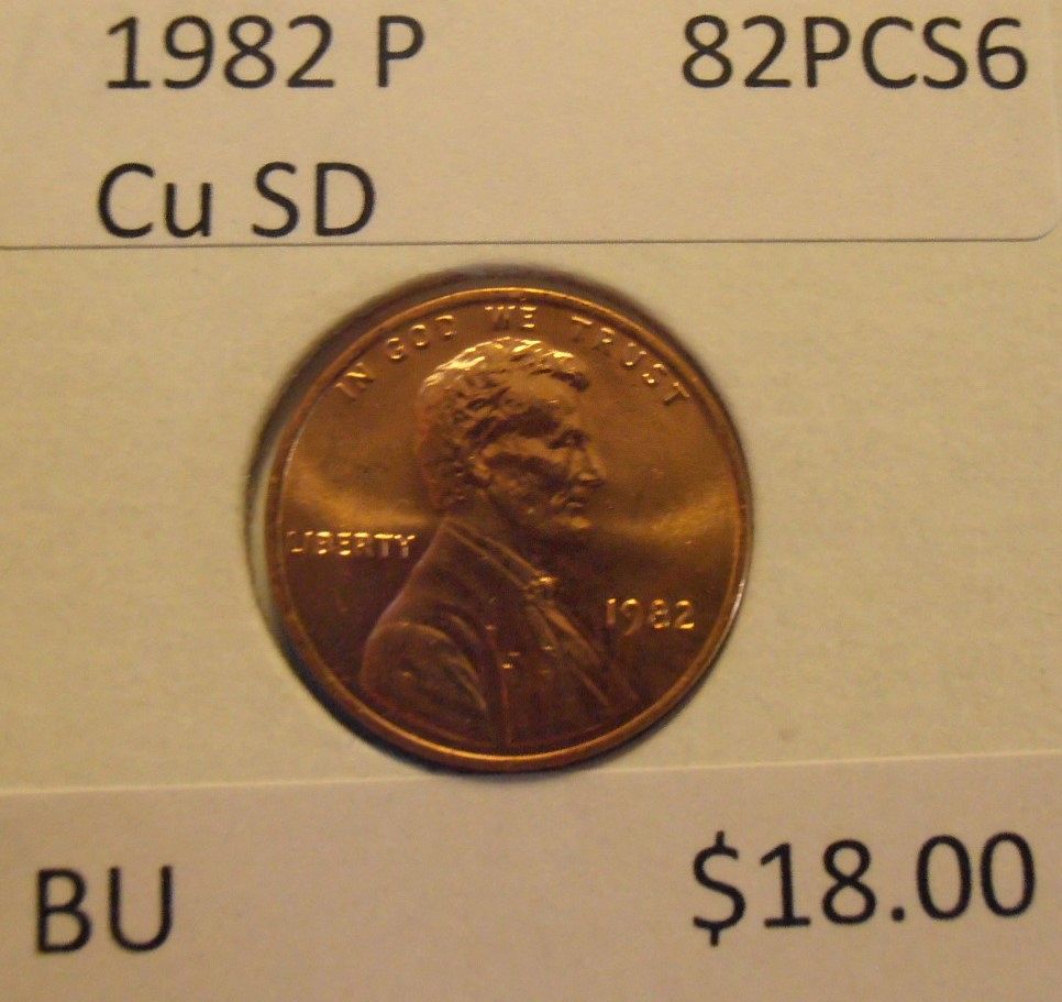 1982 P Bronze Small Date Lincoln Cent, HIGH GRADE (82PCS6) - For Sale ...